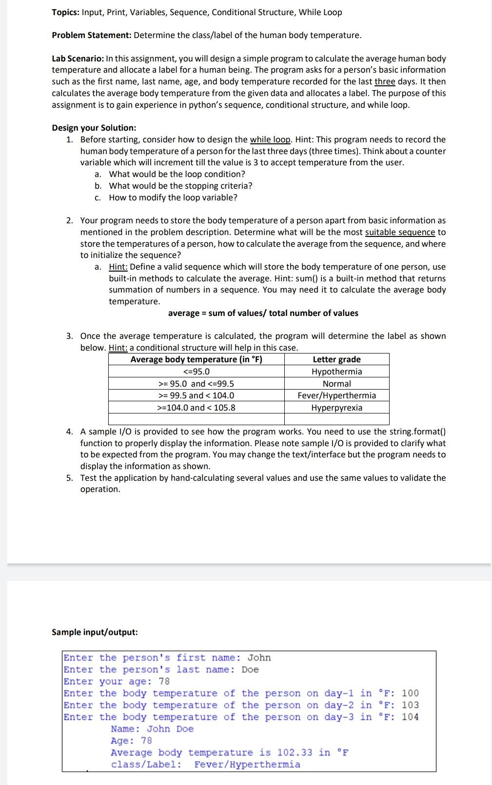 Solved Topics: Input, Print, Variables, Sequence, | Chegg.com