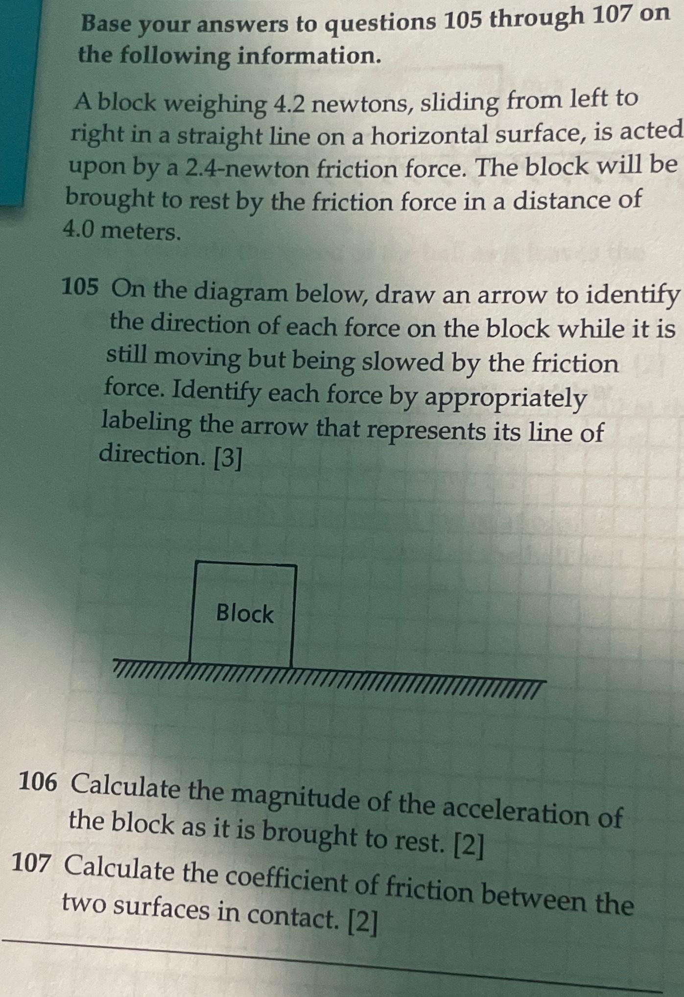 Solved Base your answers to questions 105 ﻿through 107 ﻿on | Chegg.com