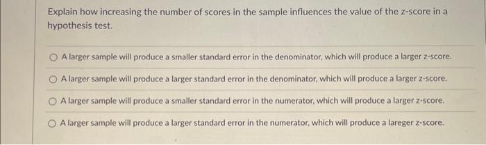 Solved Explain how increasing the number of scores in the | Chegg.com