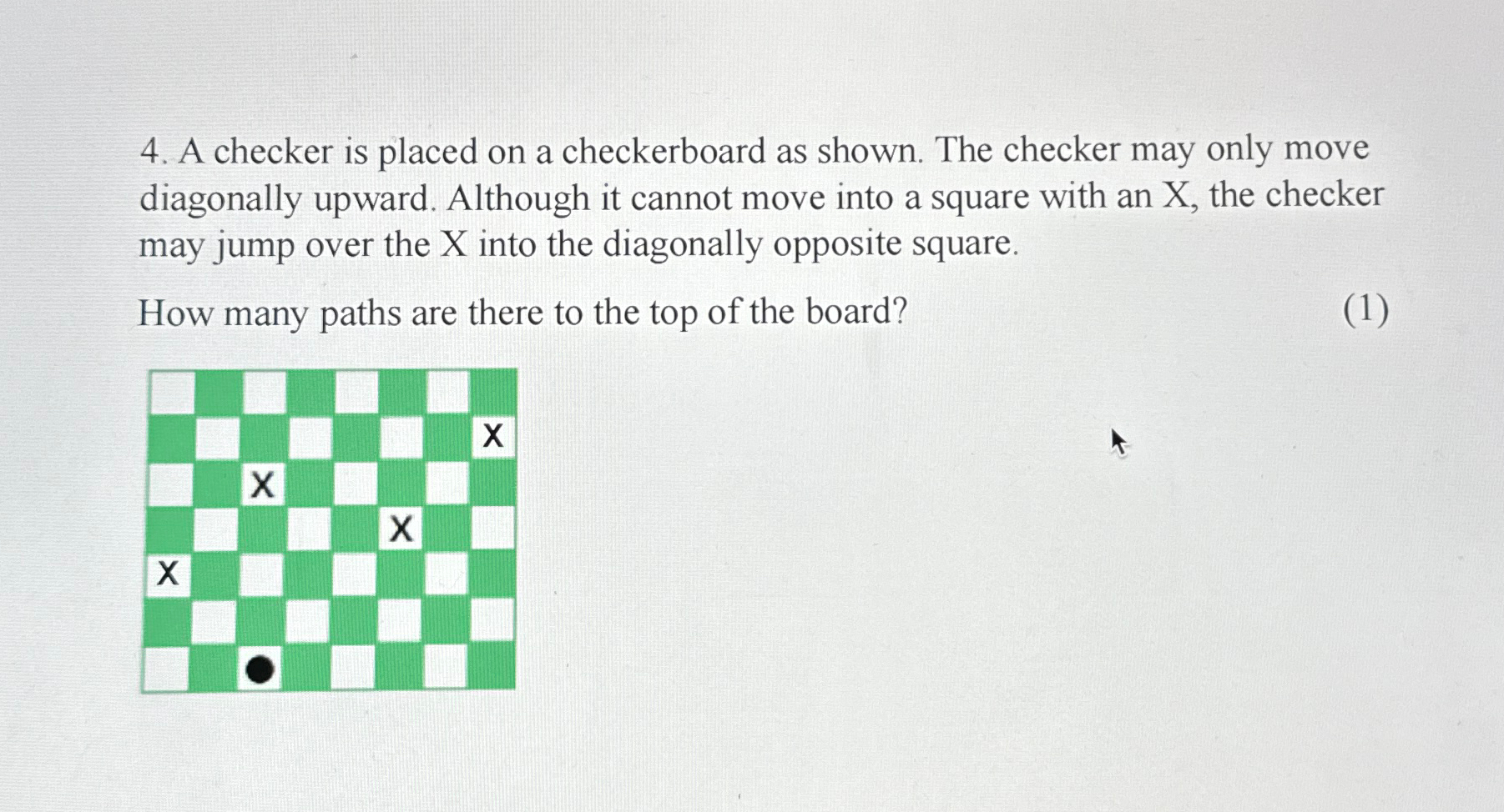 Solved A checker is placed on a checkerboard as shown. The | Chegg.com