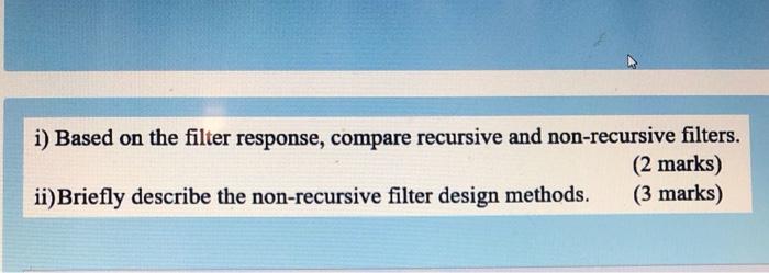 Solved i) Based on the filter response, compare recursive | Chegg.com
