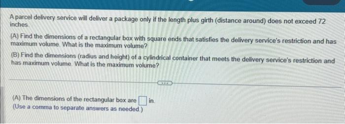 Solved A parcel delivery service will deliver a package only | Chegg.com