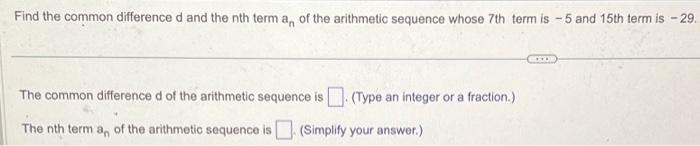 Solved Find the common difference \\( d \\) and the \\( n | Chegg.com