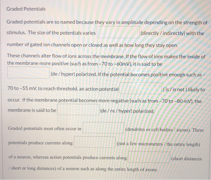Solved Graded Potentials Graded potentials are so named | Chegg.com