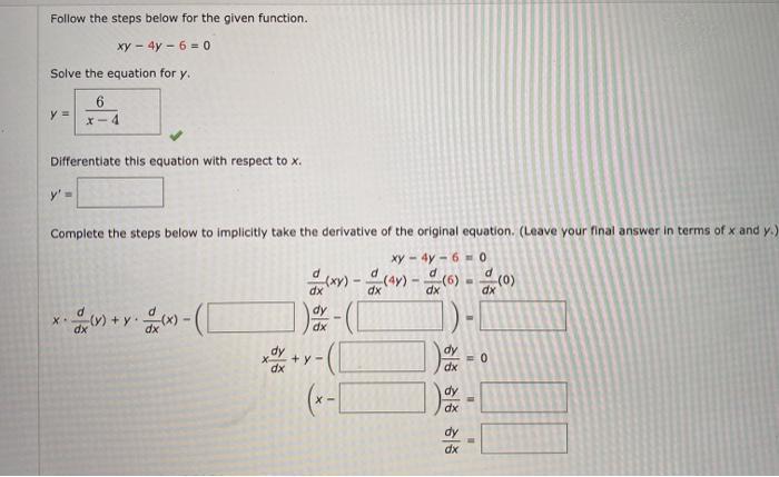 Solved Follow the steps below for the given function. xy - | Chegg.com