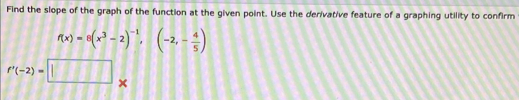 Solved Find the slope of the graph of the function at the | Chegg.com