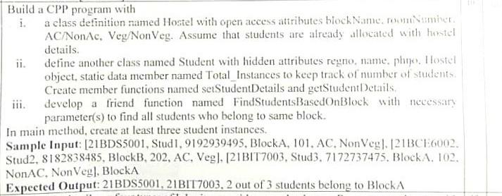 Solved Build a CPP program with i. a class definition named | Chegg.com