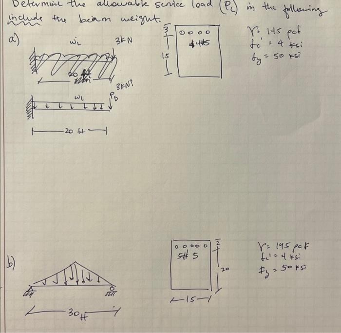 [Solved]: Determine the allowable service load (PL) in the f