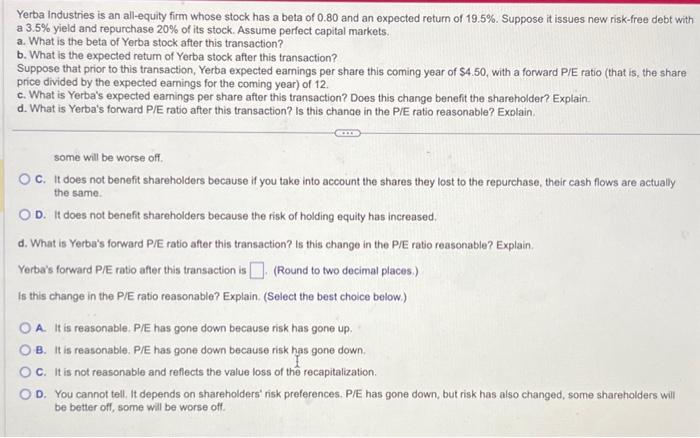 Solved answer all parts a b c and d, must show work in excel | Chegg.com