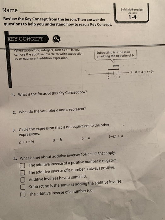 Solved Name Review the Key Concept from the lesson. Then | Chegg.com