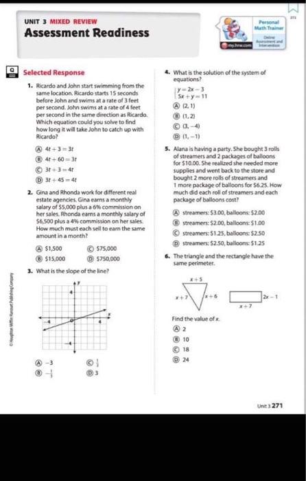Solved UNIT 3 MIXED REVIEW Assessment Readiness Mathi | Chegg.com
