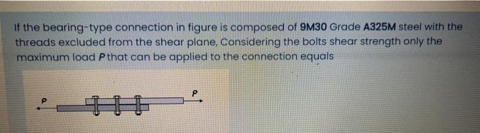 Solved if the bearing-type connection in figure is composed | Chegg.com