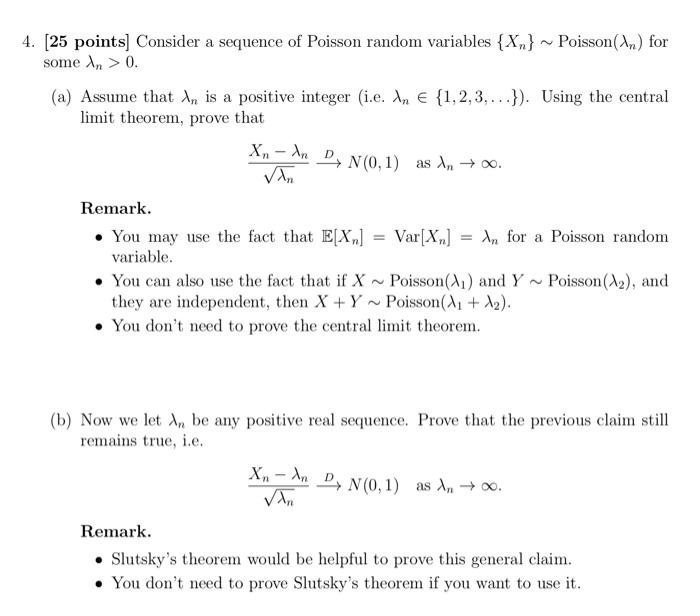 Solved [25 points] Consider a sequence of Poisson random | Chegg.com