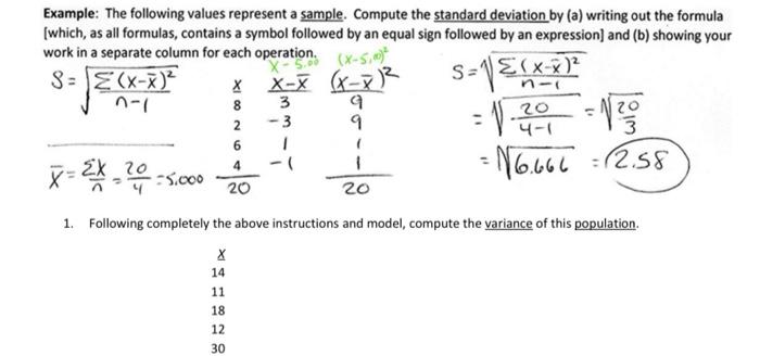 Solved Example: The following values represent a sample. | Chegg.com