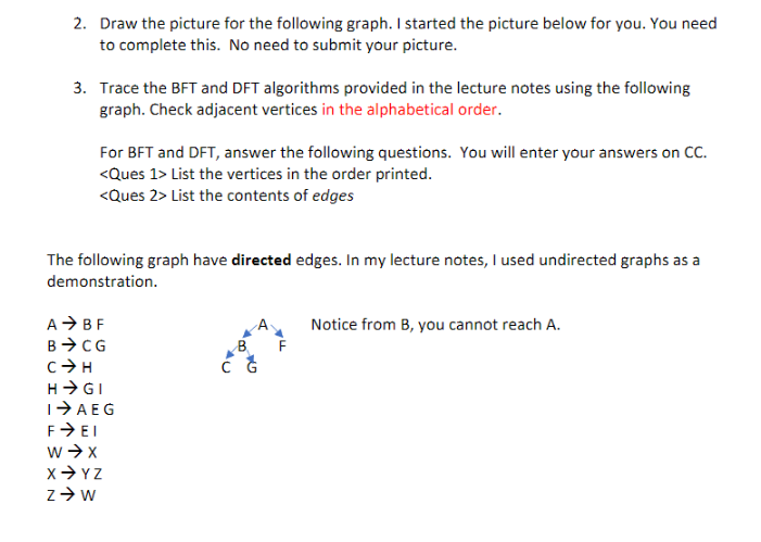 Solved BFT – ﻿print start vertexall the vertices with | Chegg.com