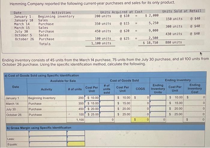 Solved nding inventory consists of 45 units from the March | Chegg.com