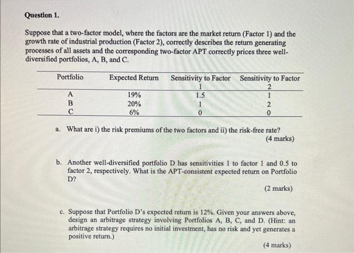 Solved Suppose that a two-factor model, where the factors | Chegg.com