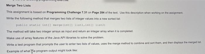 Solved Merge Two Lists This assignment is based on | Chegg.com