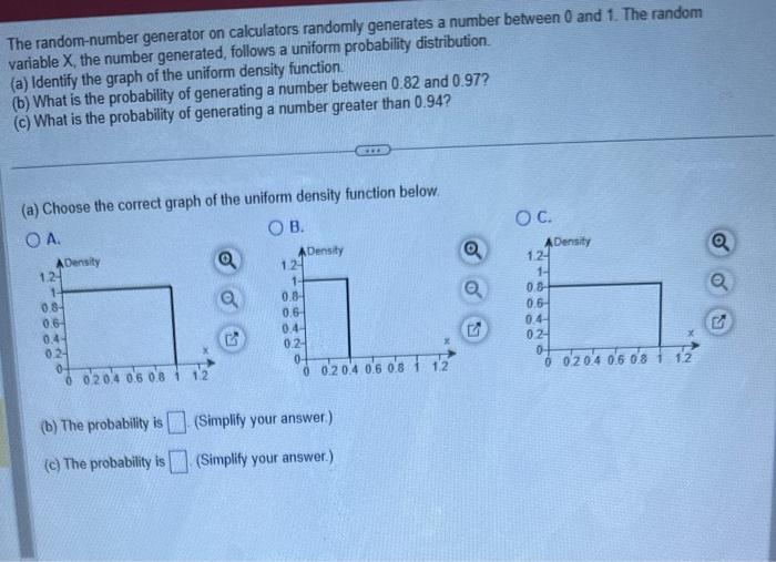 Solved The random-number generator on calculators randomly | Chegg.com