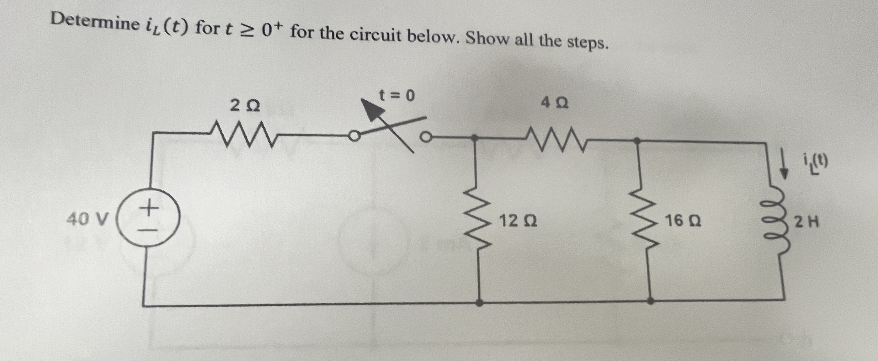 Solved Determine iL(t) ﻿for t≥0+for the circuit below. Show | Chegg.com