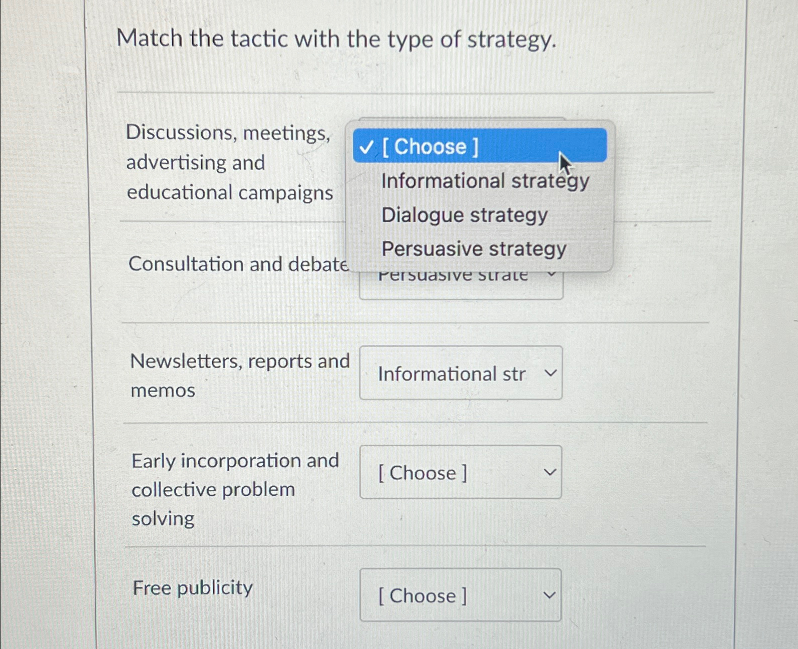Solved Match the tactic with the type of | Chegg.com