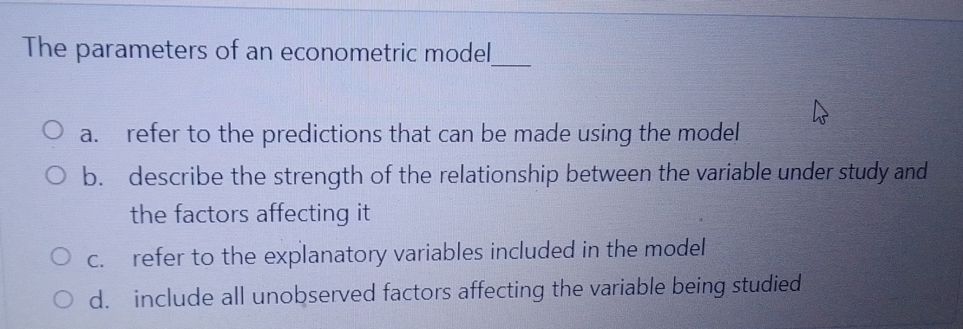 Solved The parameters of an econometric modela. ﻿refer to | Chegg.com