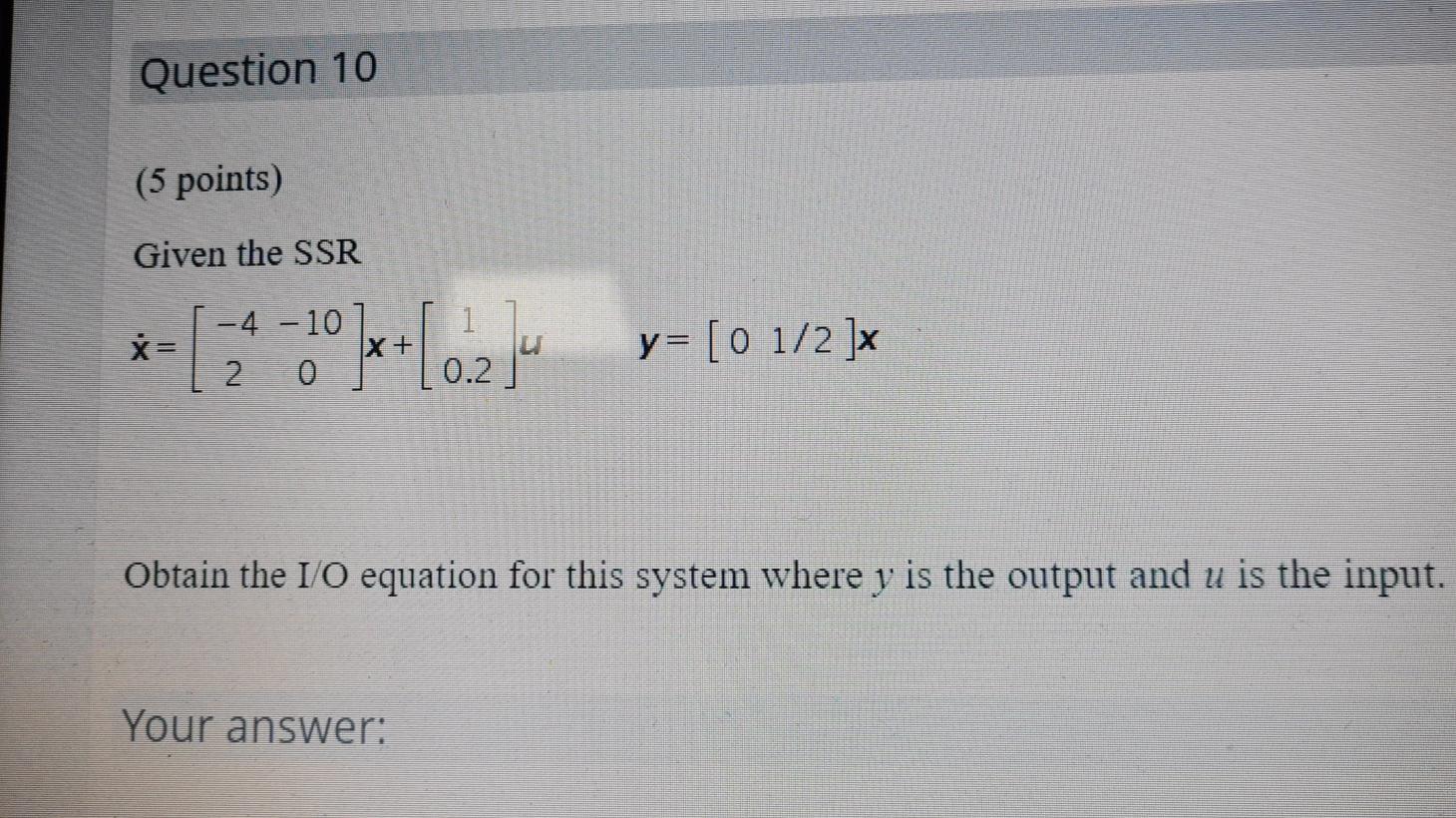 Solved Question 10 (5 points) Given the SSR x= | Chegg.com