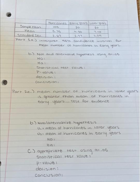 Solved rart 2a.) interpret 95% confidence interval for mean | Chegg.com