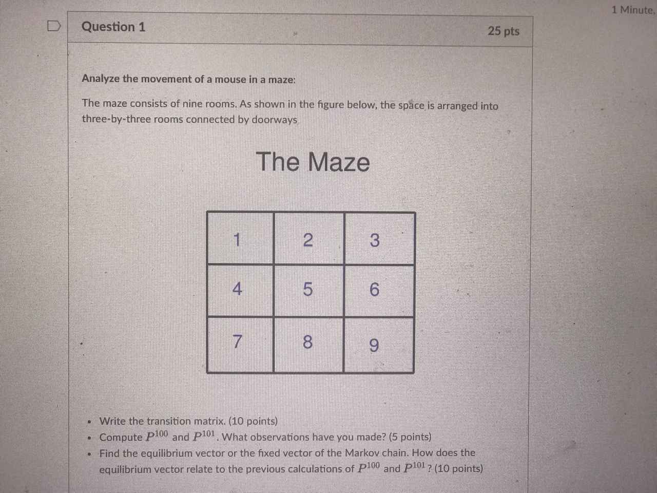 Solved Question 1 ﻿Analyze the movement of a mouse in a | Chegg.com