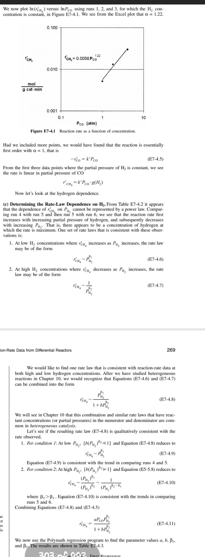 Example 7-4 Using a Differential Reactor to obtain | Chegg.com
