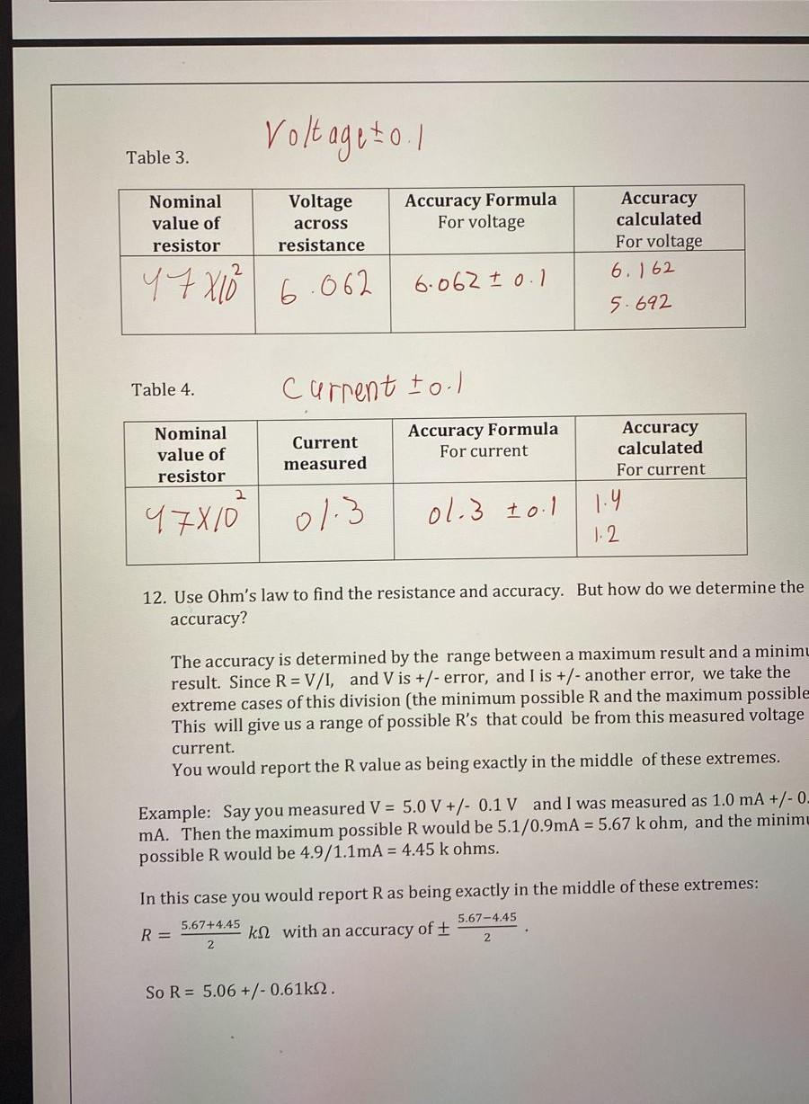 Solved 3. Repeat for all four resistor values to fill in | Chegg.com