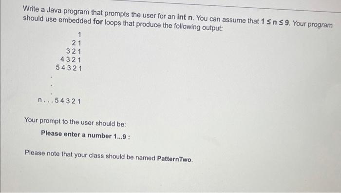 Solved Write A Java Program That Prompts The User For An Int