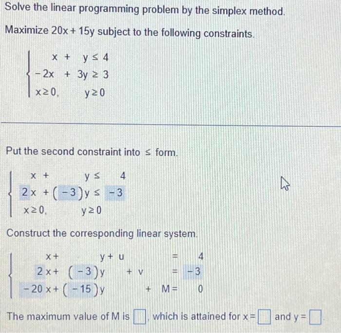 Solved Solve the linear programming problem by the simplex | Chegg.com