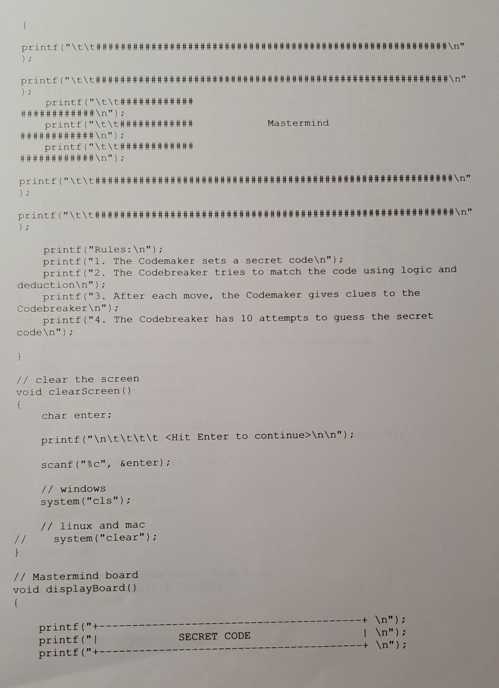 Solved Tasks Activity mastermind.c а. 1. Copy C source code | Chegg.com