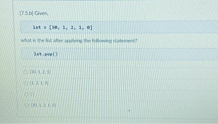 [7.3.a] An integer list nums, has been created and | Chegg.com