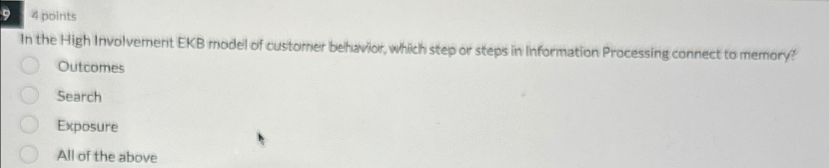 Solved 94 ﻿pointsIn the High Involvement EKB model of | Chegg.com