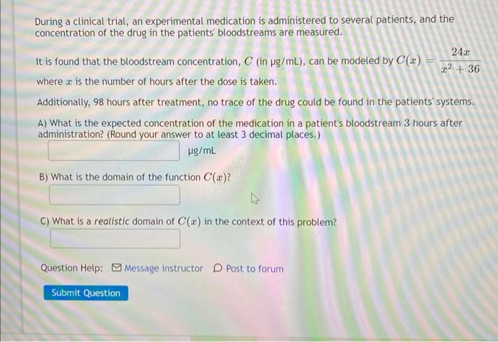 Solved During a clinical trial, an experimental medication | Chegg.com