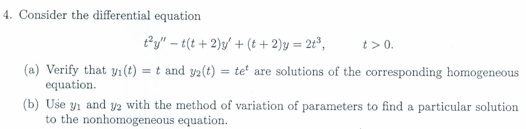 Solved Consider the differential equation Verify that y1(t) | Chegg.com