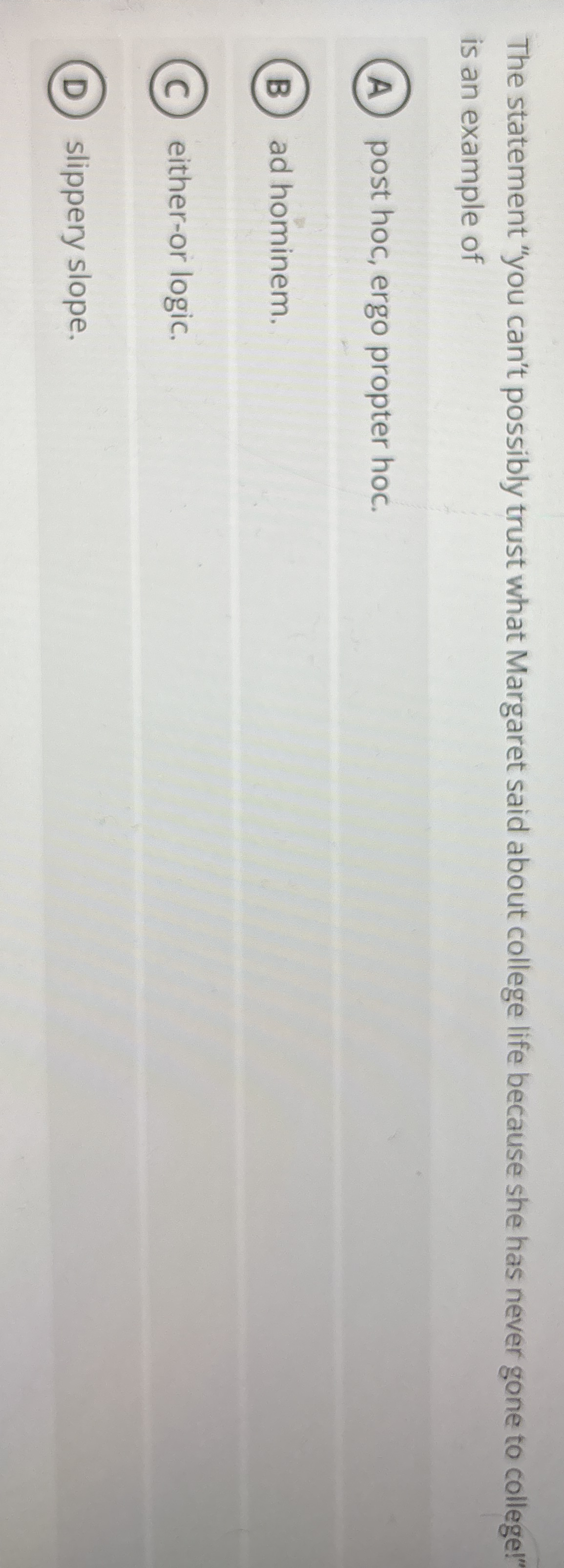 Solved The statement "you can't possibly trust what Margaret | Chegg.com