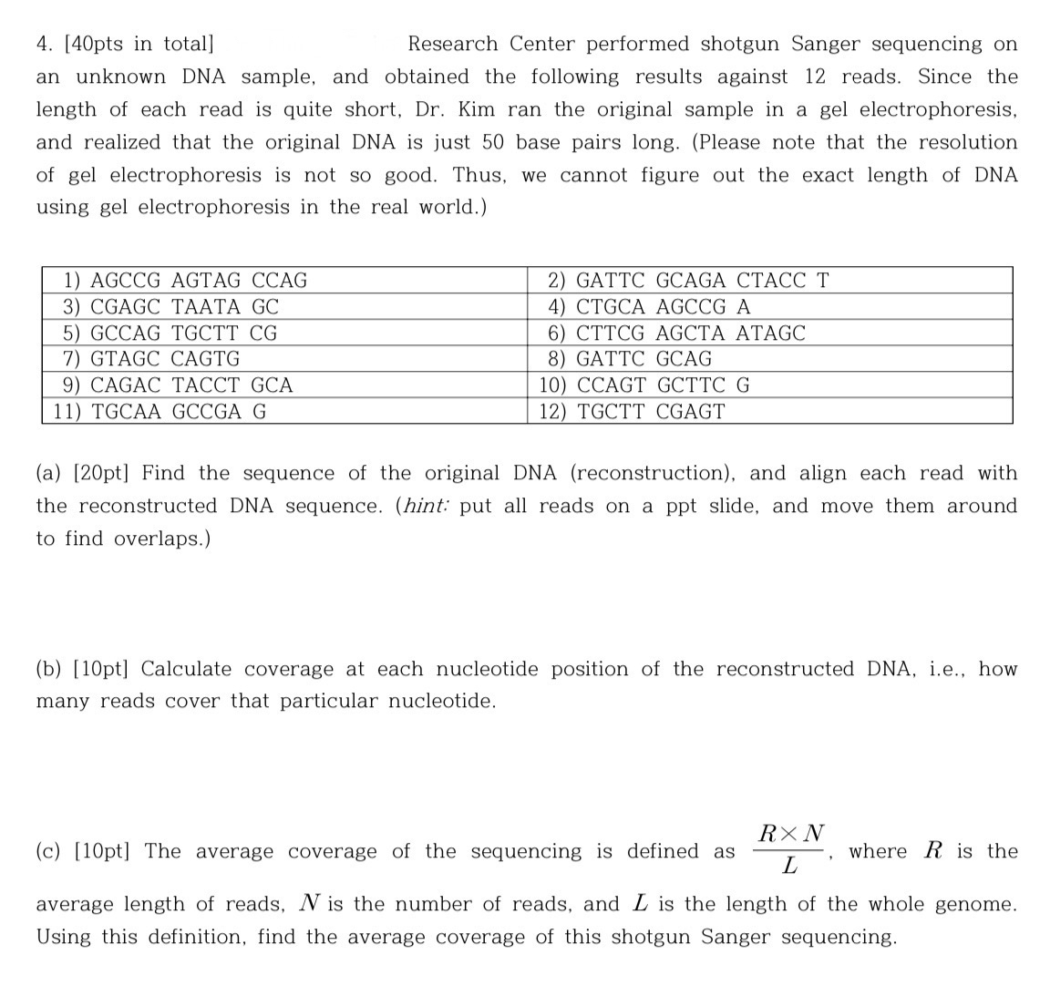 Solved [40pts in total]Research Center performed shotgun | Chegg.com