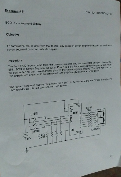 Solved Experiment 5 ,DSY1501 ﻿PRACTICALHTOBCD to 7 - | Chegg.com