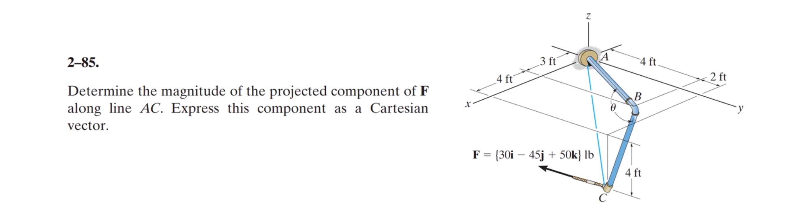 Solved 2-85.Determine the magnitude of the projected | Chegg.com