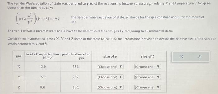 Solved The van der Waals equation of state was designed to | Chegg.com