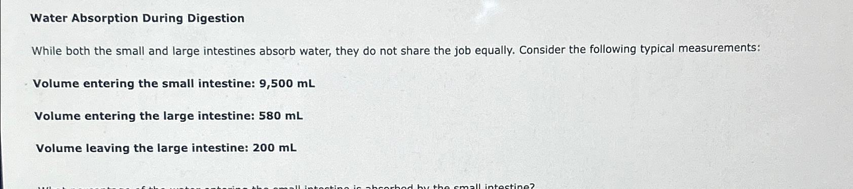 Solved Water Absorption During DigestionWhile both the small | Chegg.com