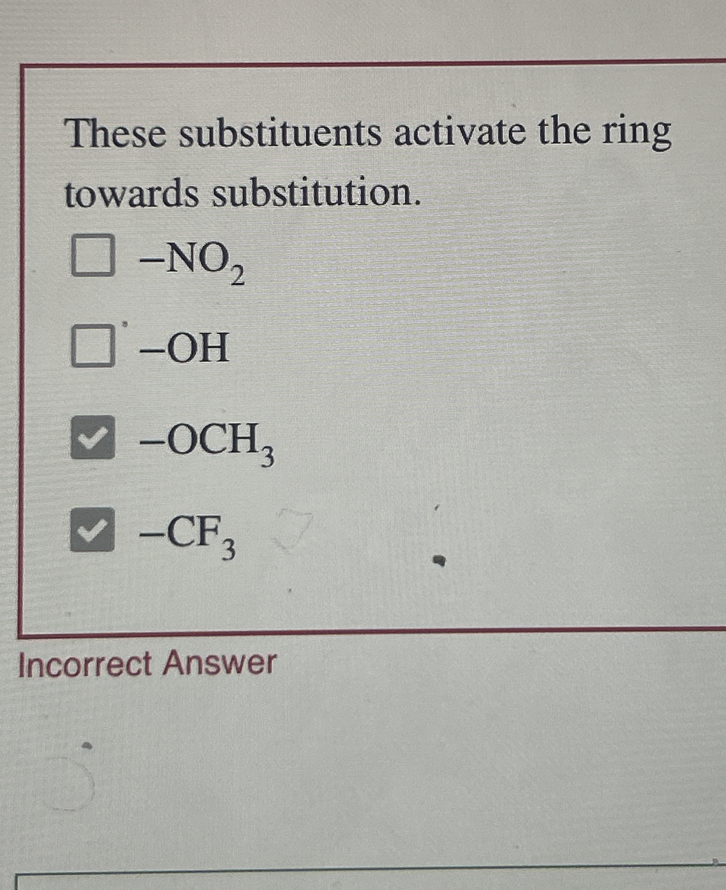 Solved These substituents activate the ringtowards | Chegg.com