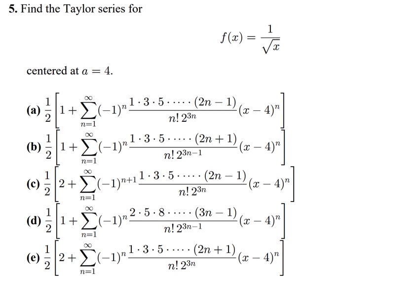 Solved Find the Taylor series forf(x)=1x2centered at | Chegg.com