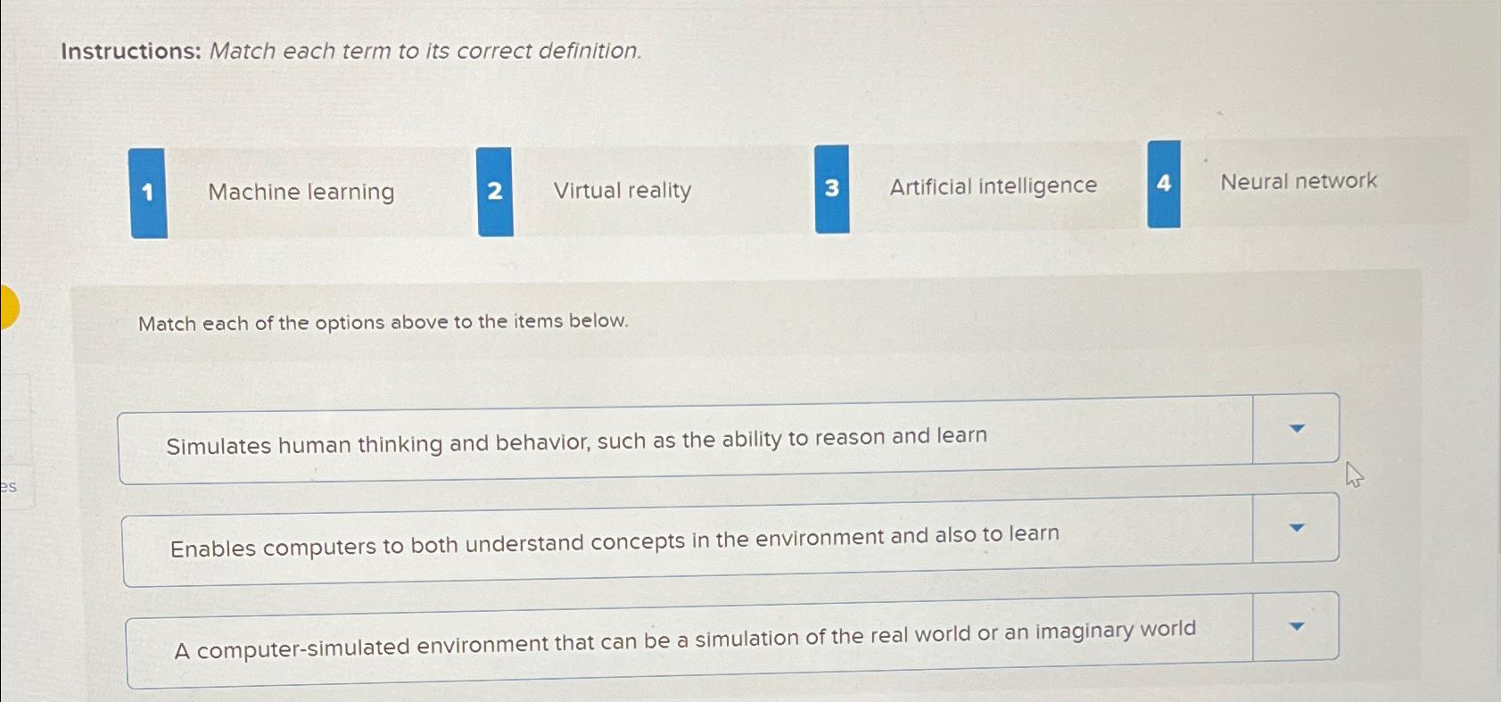 Solved Instructions: Match each term to its correct | Chegg.com