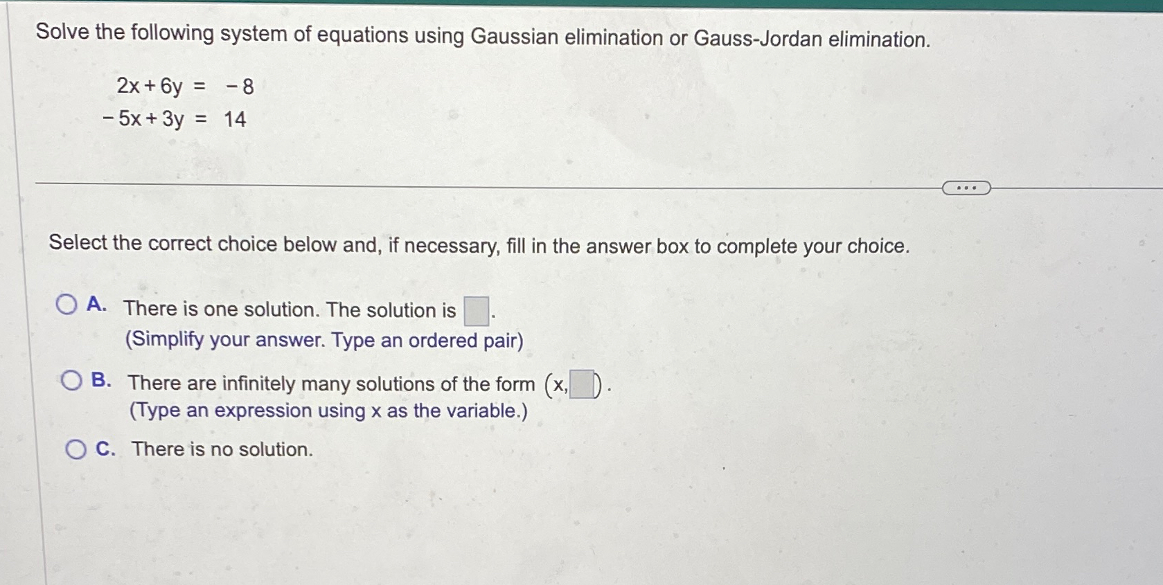 Solved Solve the following system of equations using | Chegg.com