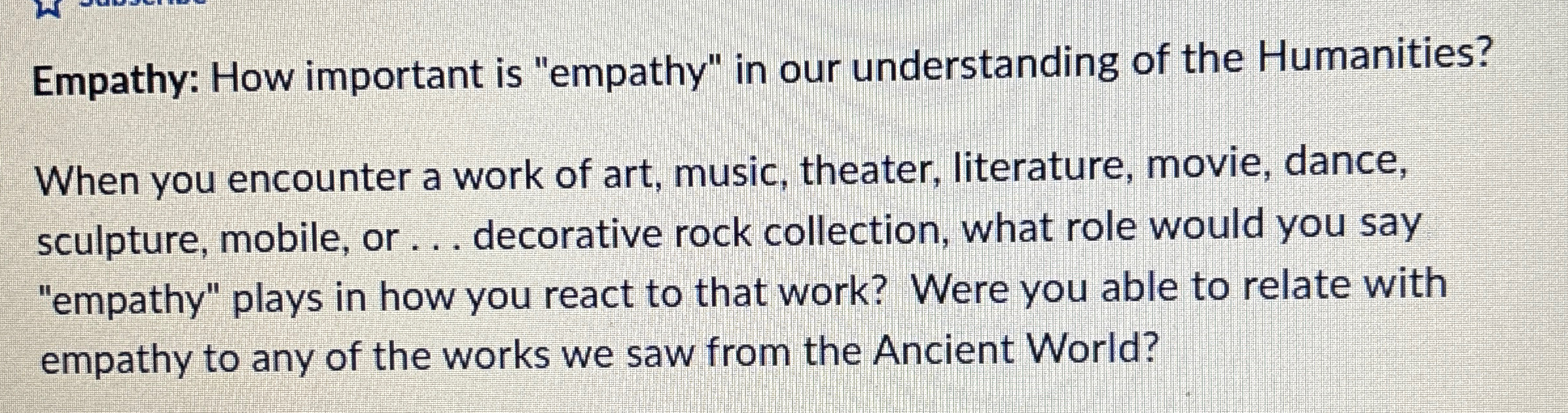 Solved Empathy: How important is "empathy" in our | Chegg.com