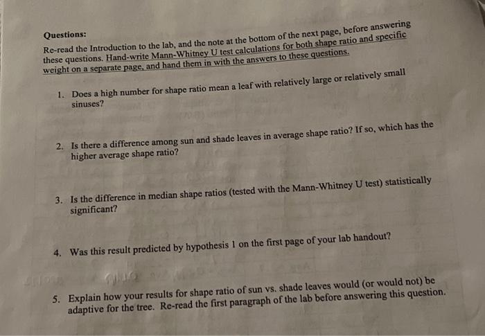 TREE SPECIES Re-read the Introduction to the lab, | Chegg.com